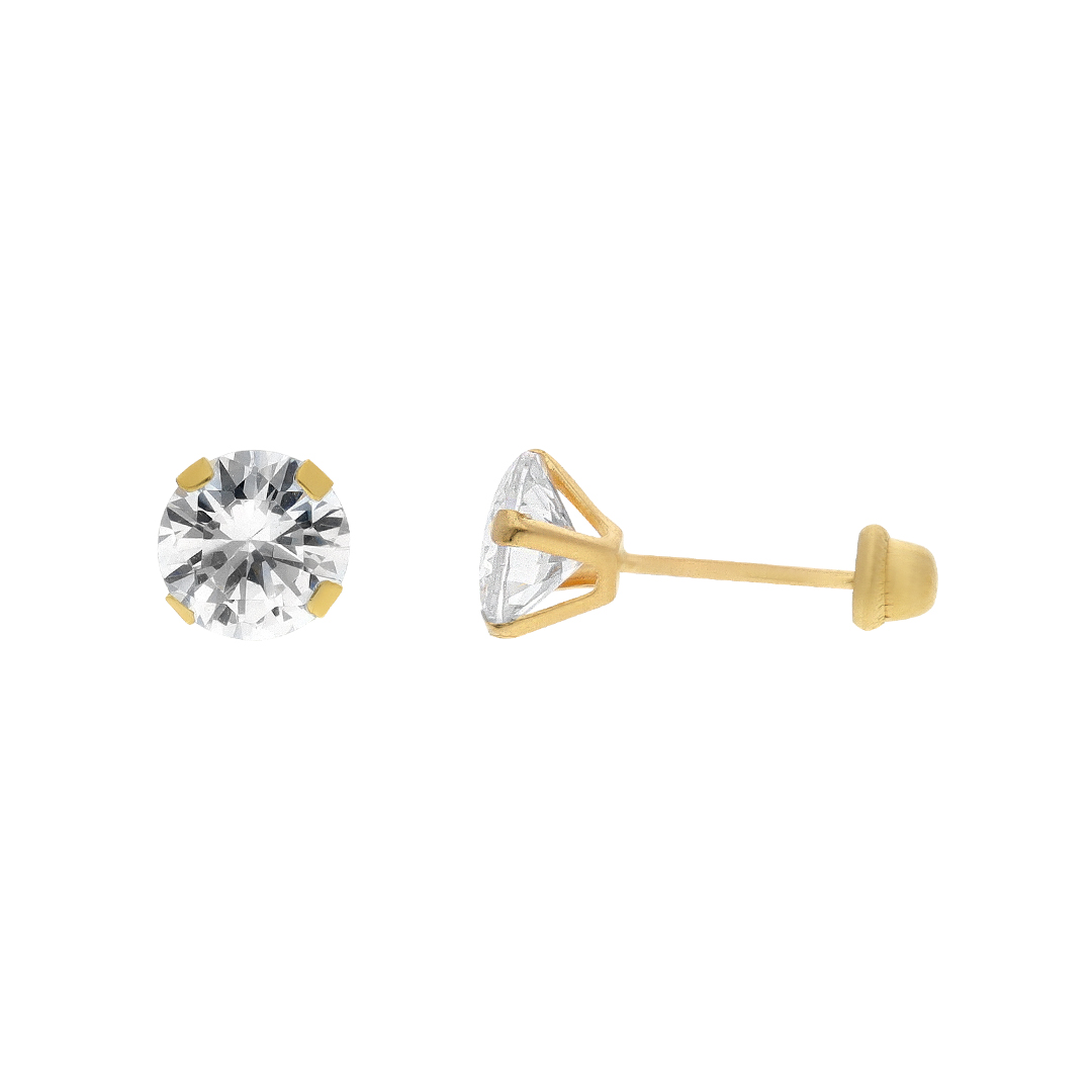 Broquel recto 4mm en oro amarillo 10K con zirconia - Joyería Lunas