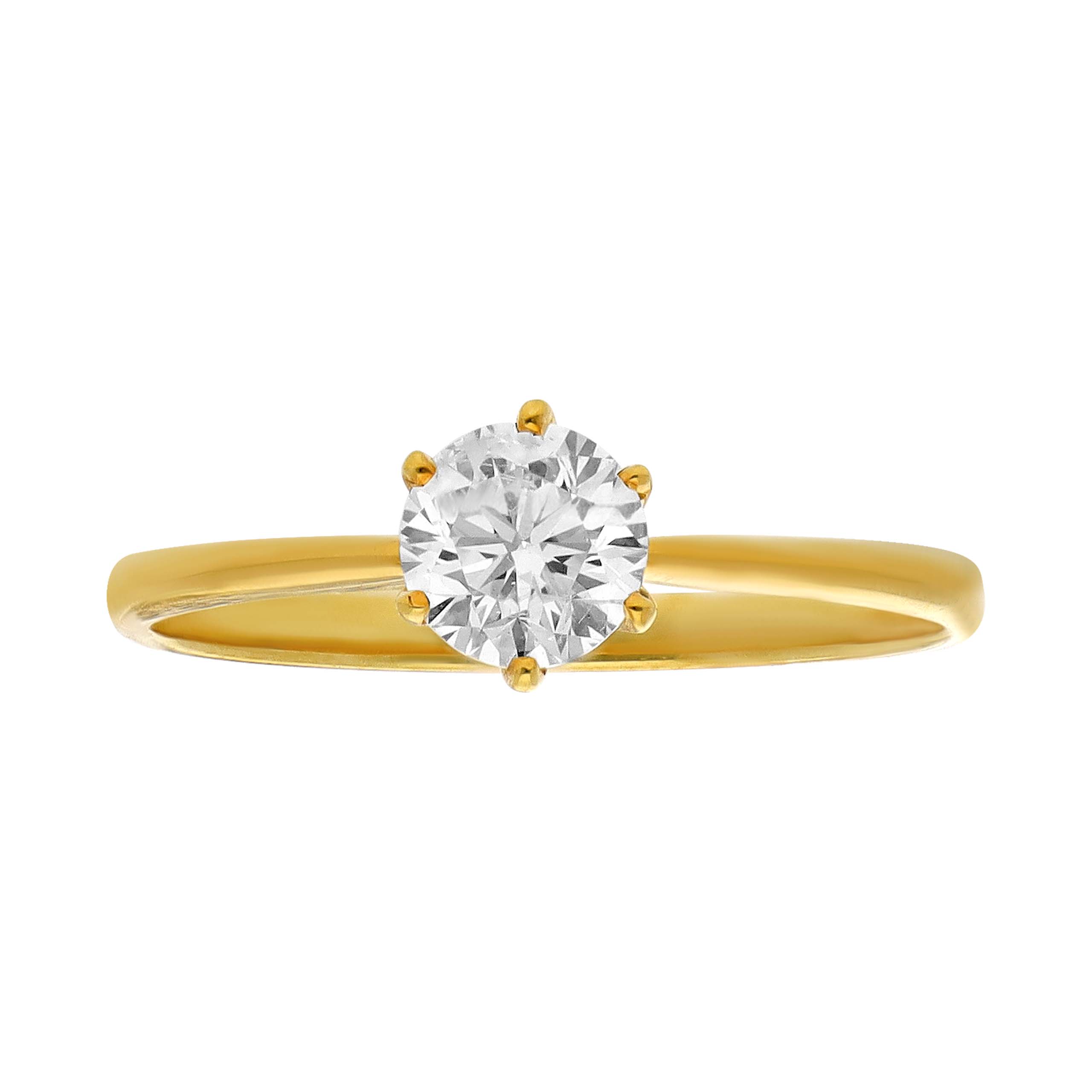 Anillo de compromiso en oro amarillo 14K con diamante - Joyería Lunas