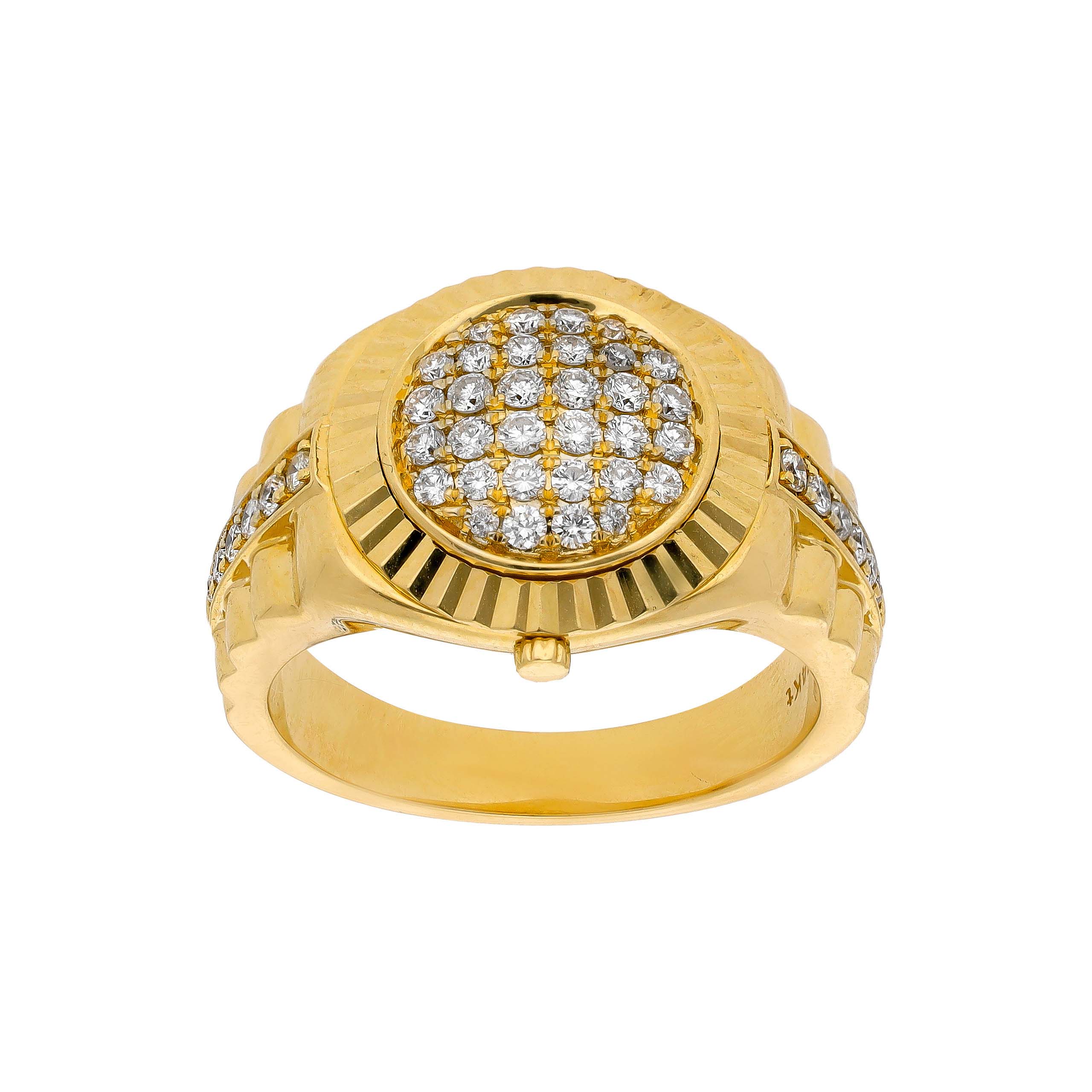 Anillo para caballero en oro amarillo 14K con diamante - Joyería Lunas