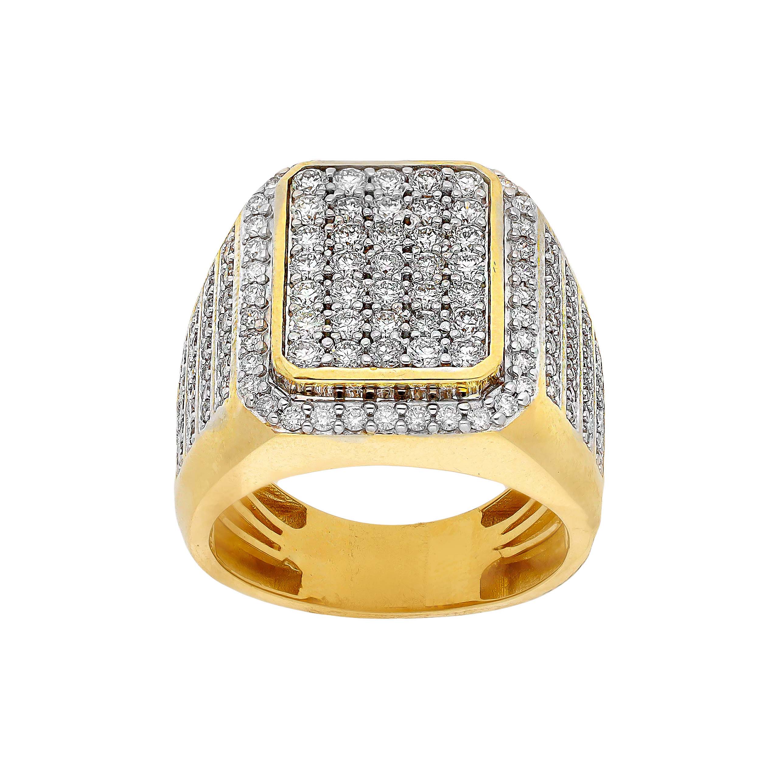 Anillo para caballero en oro amarillo 14K con diamante - Joyería Lunas